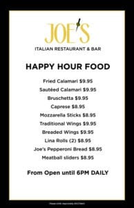 Menus - Joe's Italian Restaurant and Bar